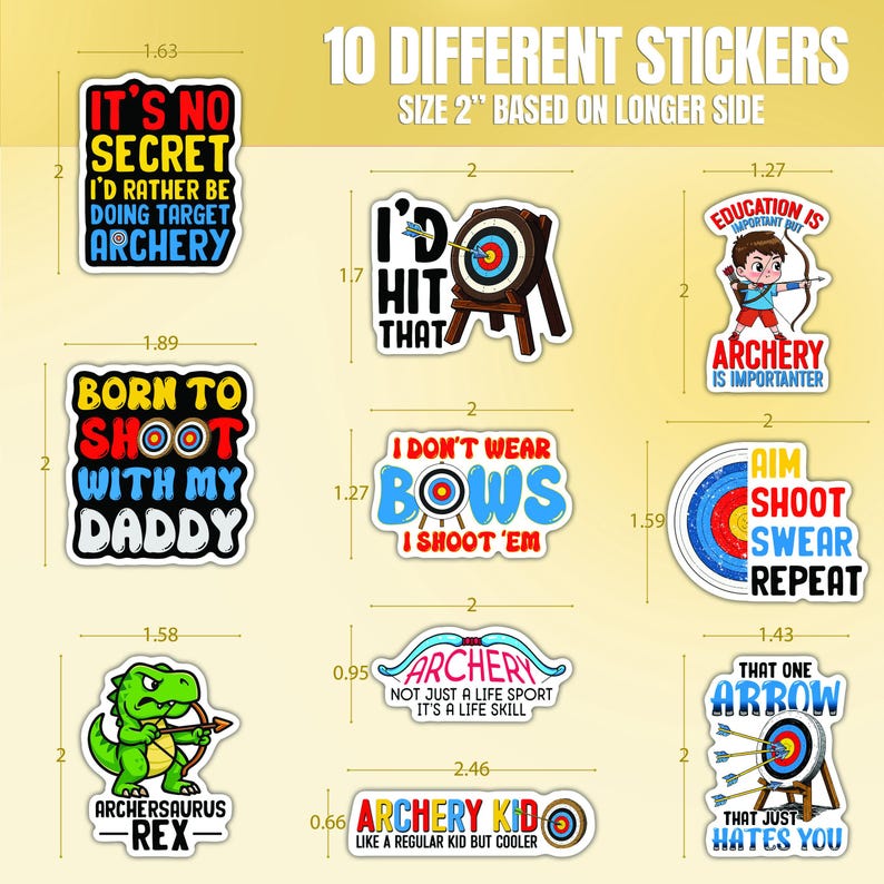 10pcs Archery Stickers Pack – Fun and Inspirational Bow and Arrow ...