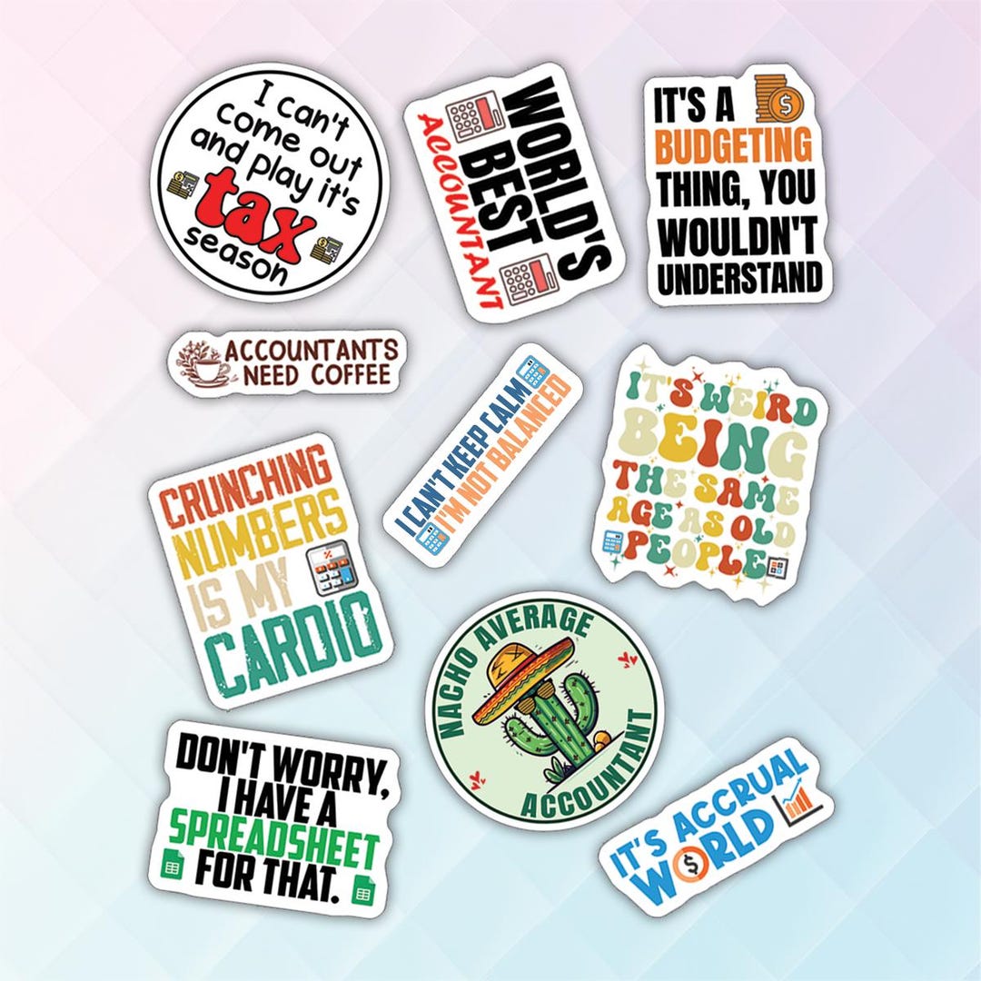 10pcs Accountant Stickers Pack, Accounting Spreadsheet, Gift for ...