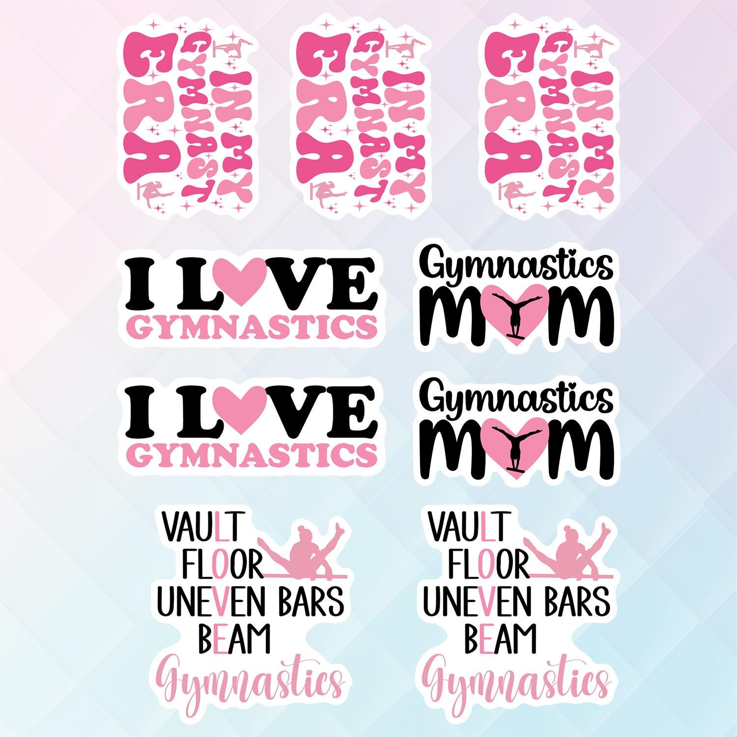 10pcs Gymnastics Stickers Pack, Gymnastics Girls Sticker, Gymnastics ...