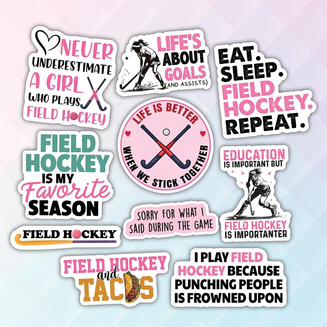 10pcs Field Hockey Stickers Pack, Field Hockey Ball Sticker, Perfect ...