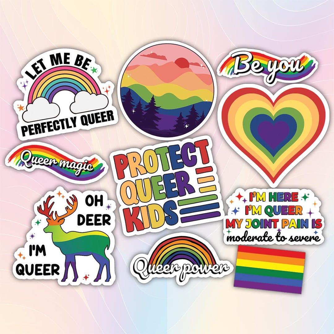 10pcs Queer Stickers Pack, LGBTQ+ Stickers, Rainbow Pride, LGBTQ+ Queer ...