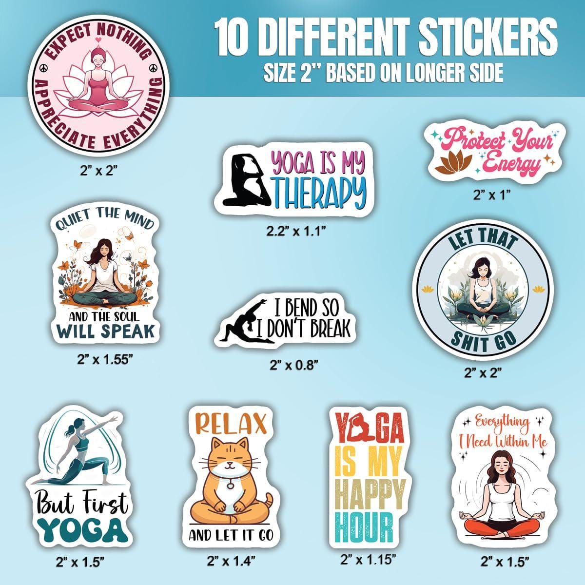 10pcs Yoga Stickers Pack, Meditation Stickers, Motivational Sticker ...