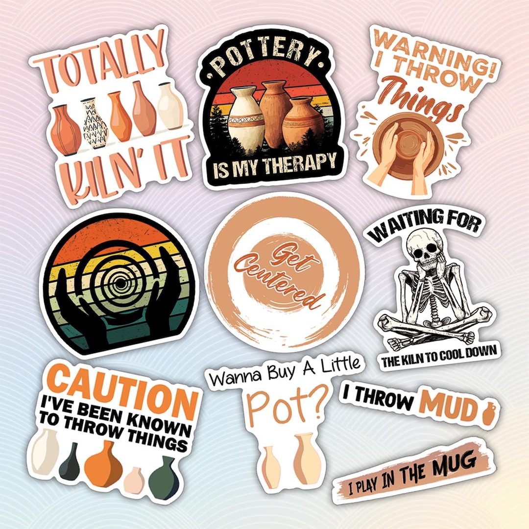 10pcs Pottery Stickers Pack, Ceramic Clay, Ceramic Artist-pottery ...