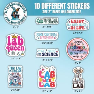 10pcs Science Laboratory Stickers Pack, Funny Laboratory Stickers ...