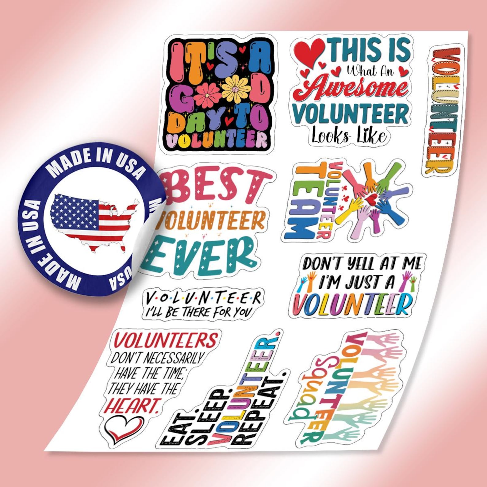 10pcs Volunteer Sticker Pack, Volunteer Spirit, Spread Kindness ...