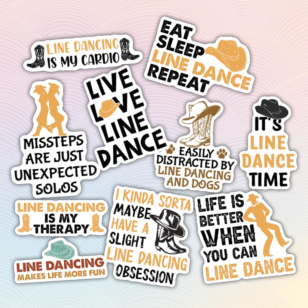 10pcs Line Dancing Stickers Pack, Western Dance Decal, Line Dance Lover ...
