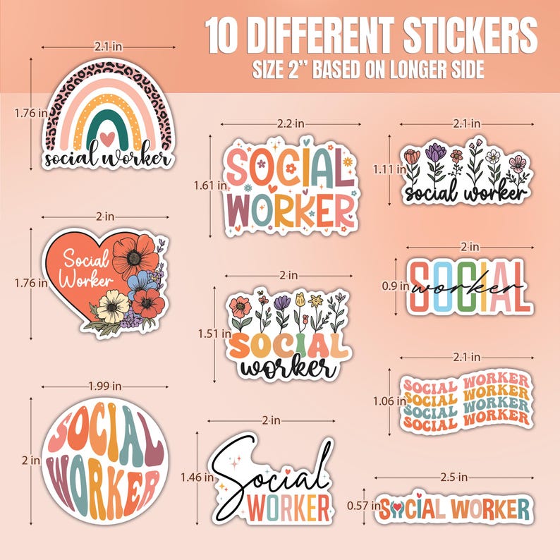 10pcs Social Worker Sticker, Social Worker Gift, Motivational ...