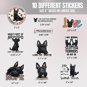 10pcs Scottish Terrier Stickers Scottie Dog Decals, Cute Dog Paw ...