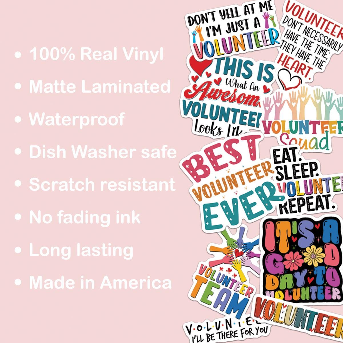 10pcs Volunteer Sticker Pack, Volunteer Spirit, Spread Kindness ...