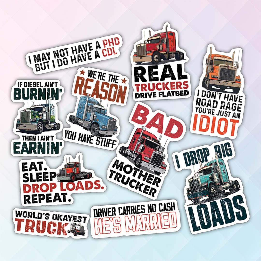 10pcs Truck Driver Stickers Pack, Trucker Life Stickers, Truck Driver ...