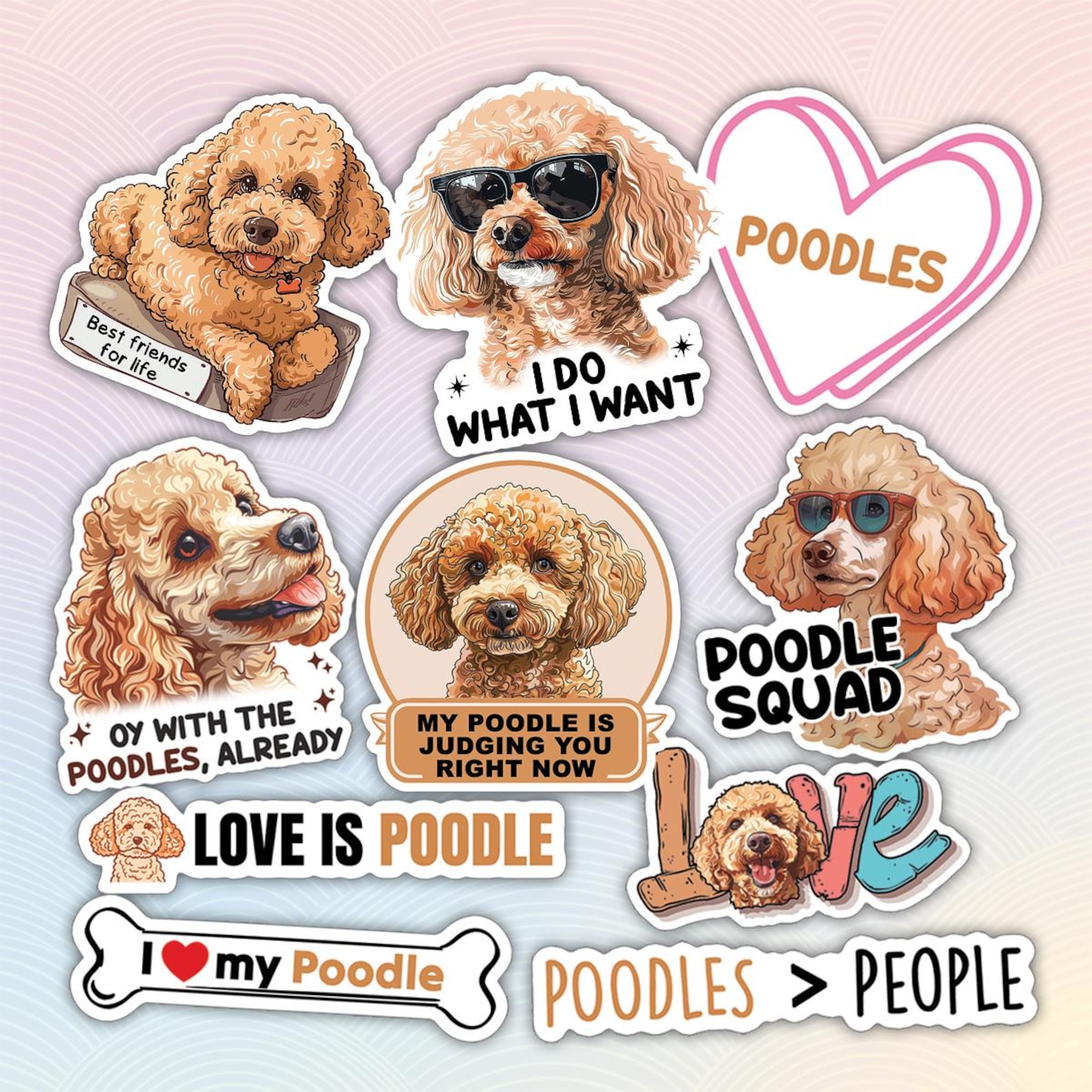 10pcs Funny Poodle Stickers Pack, Cute Poodle Stickers Pack, Gifts for ...