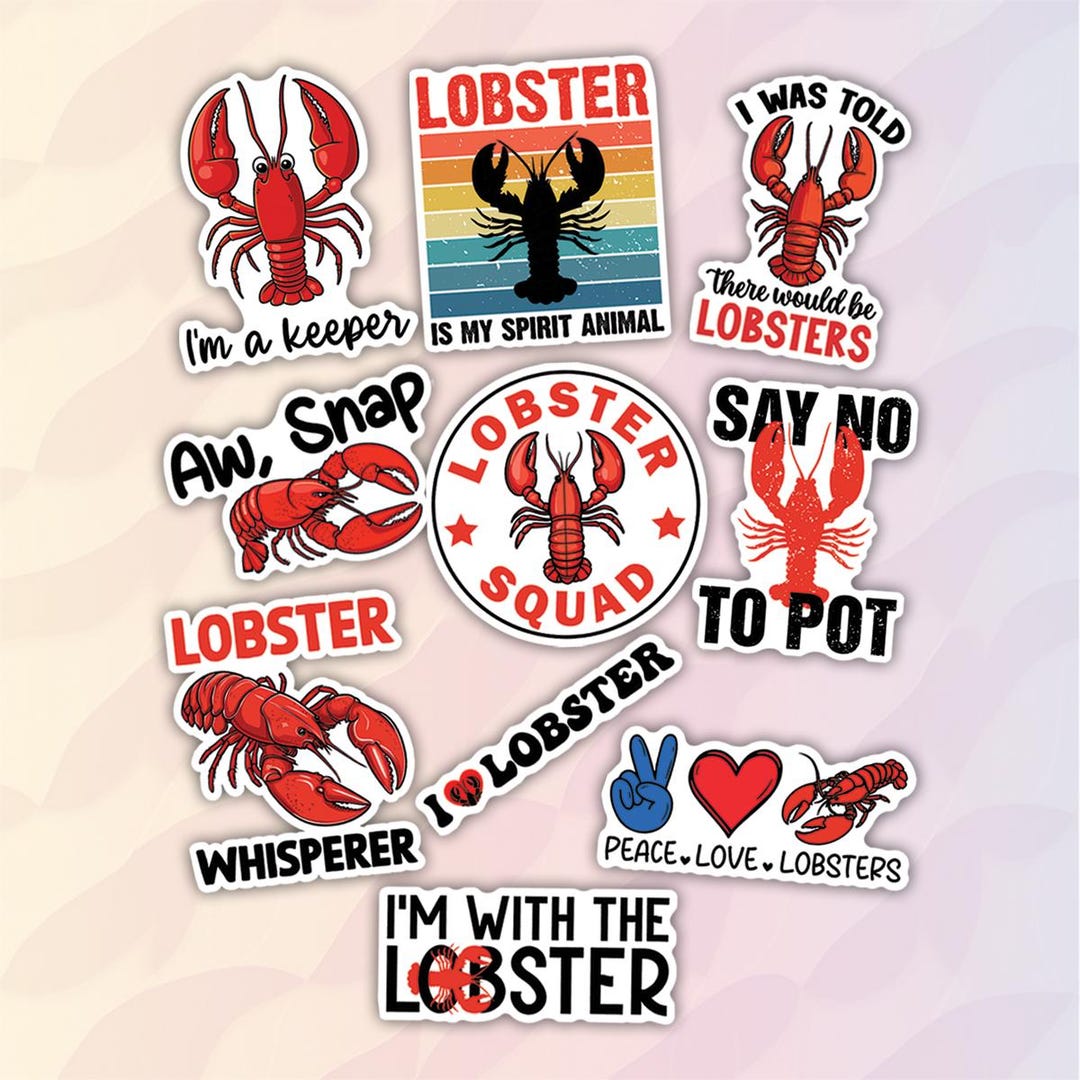 10pcs Lobster Stickers Pack, Red Lobster Sticker, Lobster Lover ...