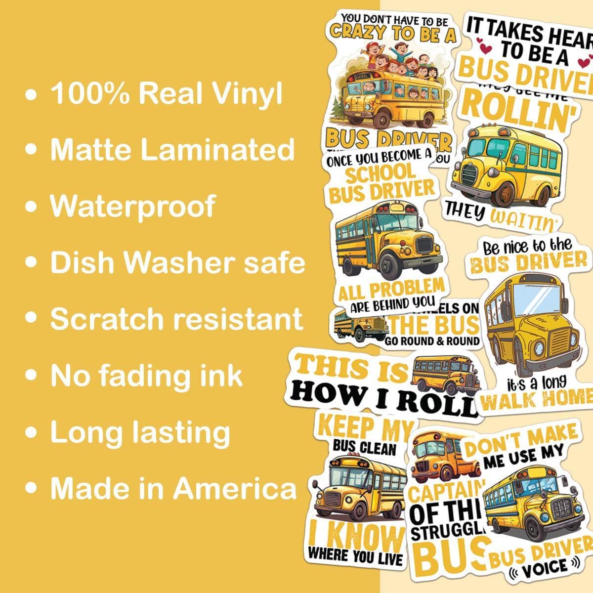 10pcs Bus Driver Stickers Pack, School Bus Driver, Captain of the ...