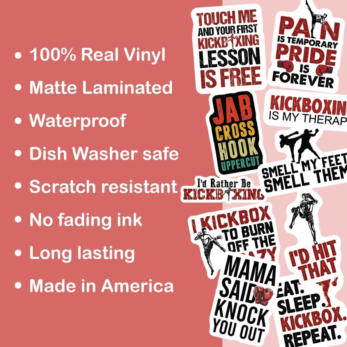 10pcs Kickboxing Stickers Pack, Kickboxing is My Therapy, Kickboxing ...