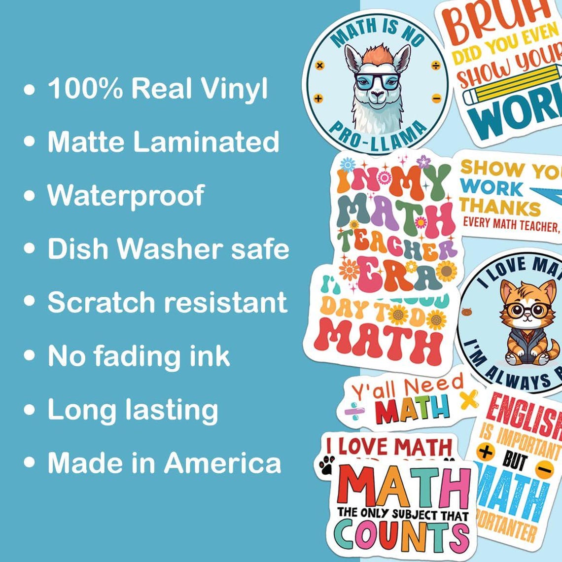 10pcs Math Stickers Pack, Math Motivational Stickers, Math Teacher Gift ...