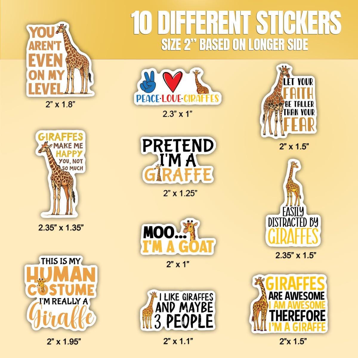 10pcs Giraffe Stickers, Cute Giraffe Lover Gifts, Peace-love-giraffes ...