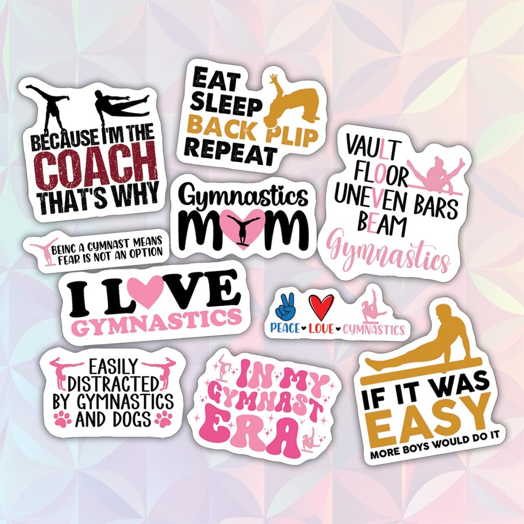 10pcs Gymnastics Stickers Pack, Gymnastics Girls Sticker, Gymnastics ...