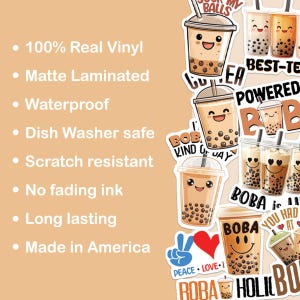 10pcs Bubble Tea Sticker Pack – Powered by Boba, Boba Holic, Boba is ...