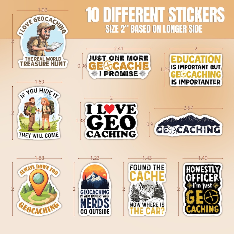 10pcs Geocaching Sticker Pack – Adventure Geocaching, GPS Explorer ...