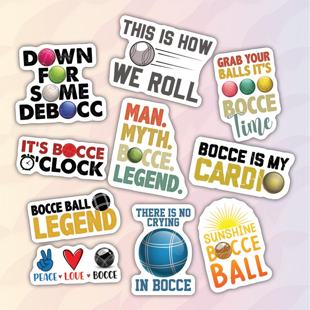 10pcs Bocce Stickers Pack, Funny Bocce Balls, Gift for Bocce Player ...