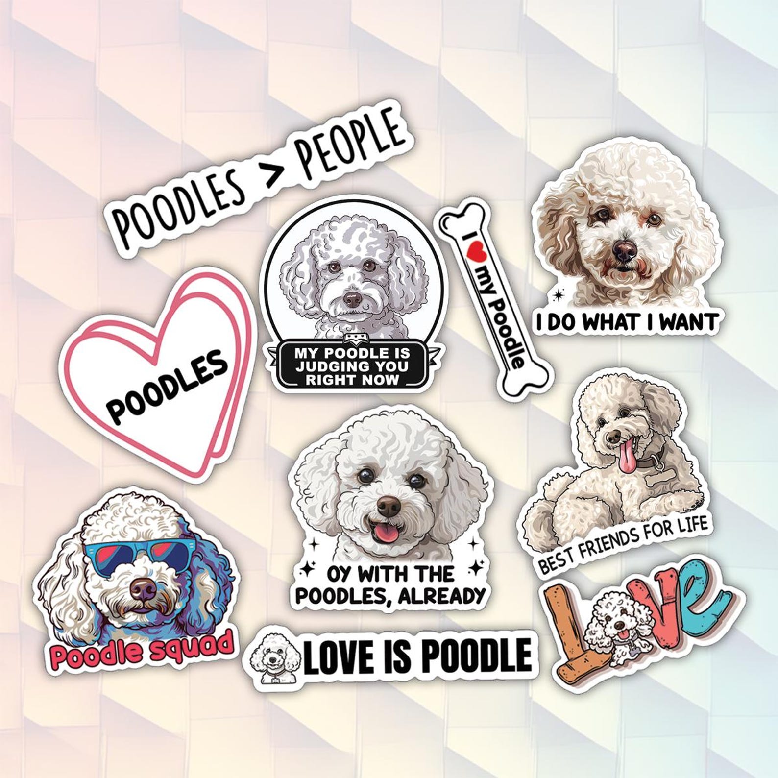 10pcs Funny Poodle Stickers Pack, Cute Poodle Stickers Pack, Gifts for ...
