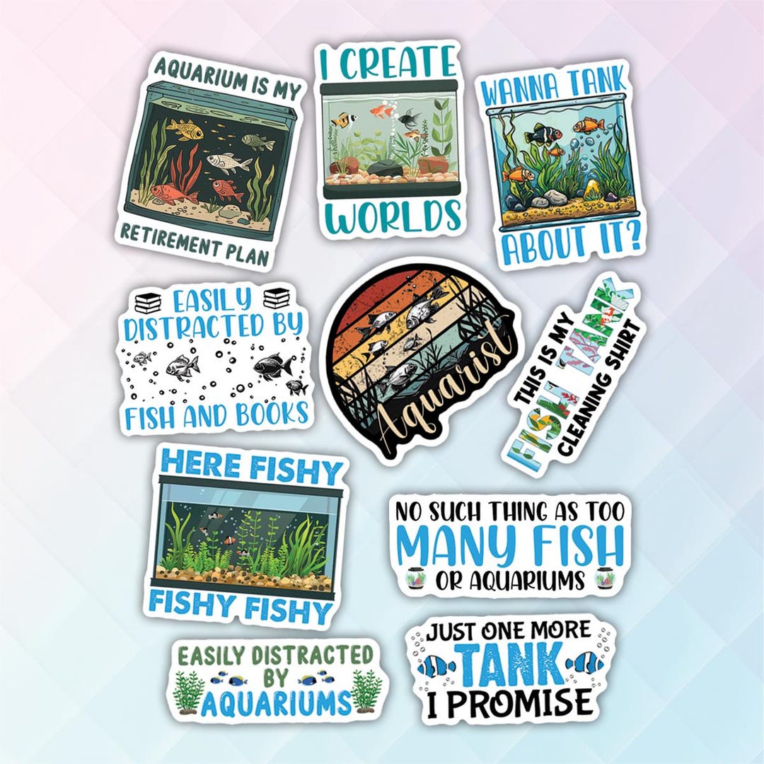 10pcs Fishkeeping Sticker Pack – Aquarium Fish Stickers, Aquascape ...