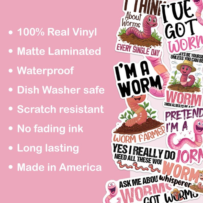 10pcs Worm Sticker Pack – Cute Worm Stickers, Spicy Worm, Farm Worm ...