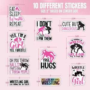 10pcs Wrestling Stickers Pack, Wrestling Spirit Decal, Wrestling Skills ...