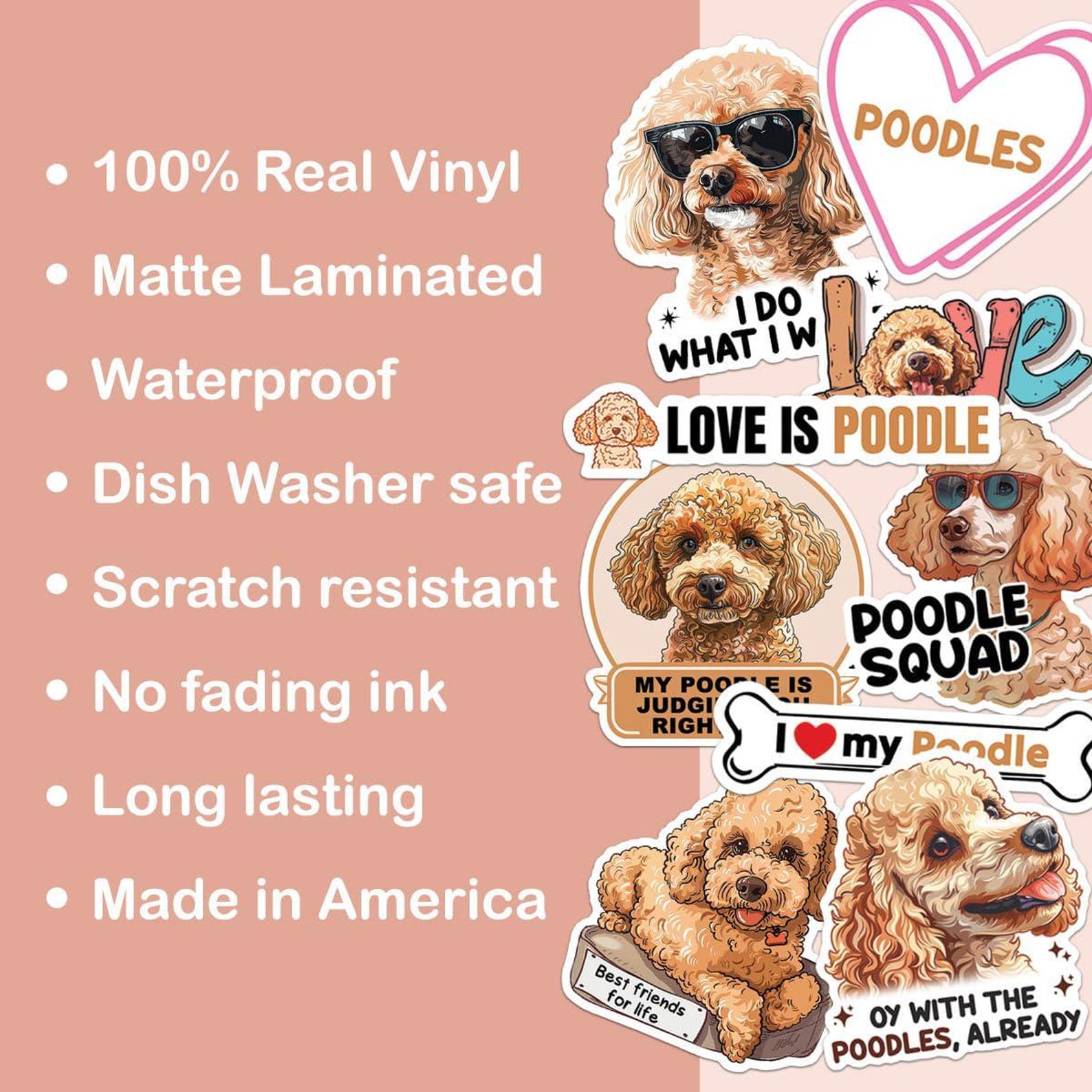 10pcs Funny Poodle Stickers Pack, Cute Poodle Stickers Pack, Gifts for ...