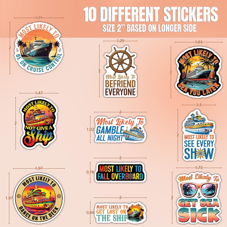 10pcs Cruise Crew 2026 Most Likely to Sticker Pack, Cruise Vacation ...