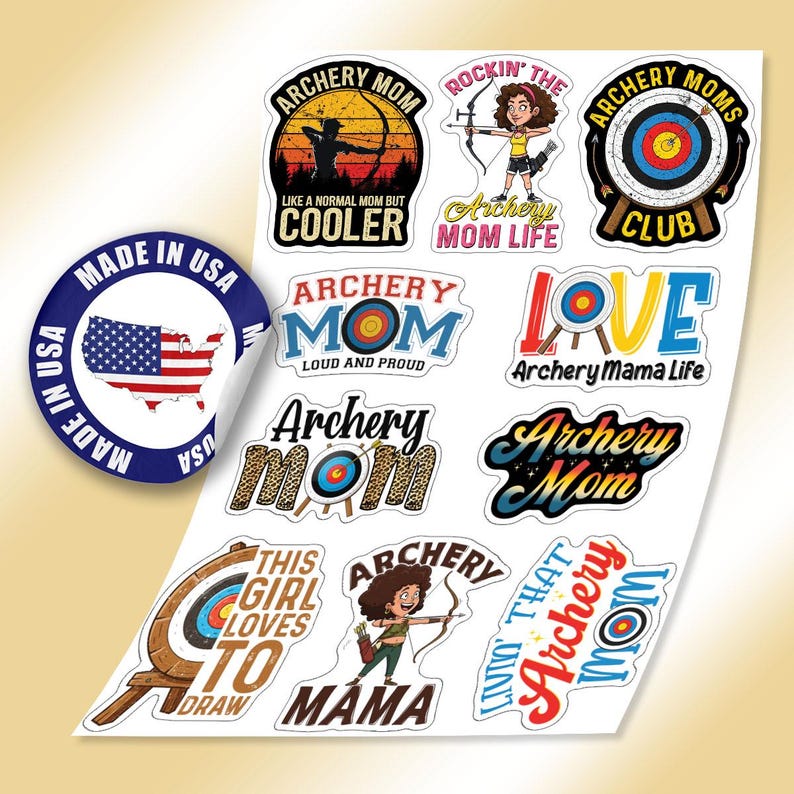 10pcs Archery Stickers Pack – Fun and Inspirational Bow and Arrow ...