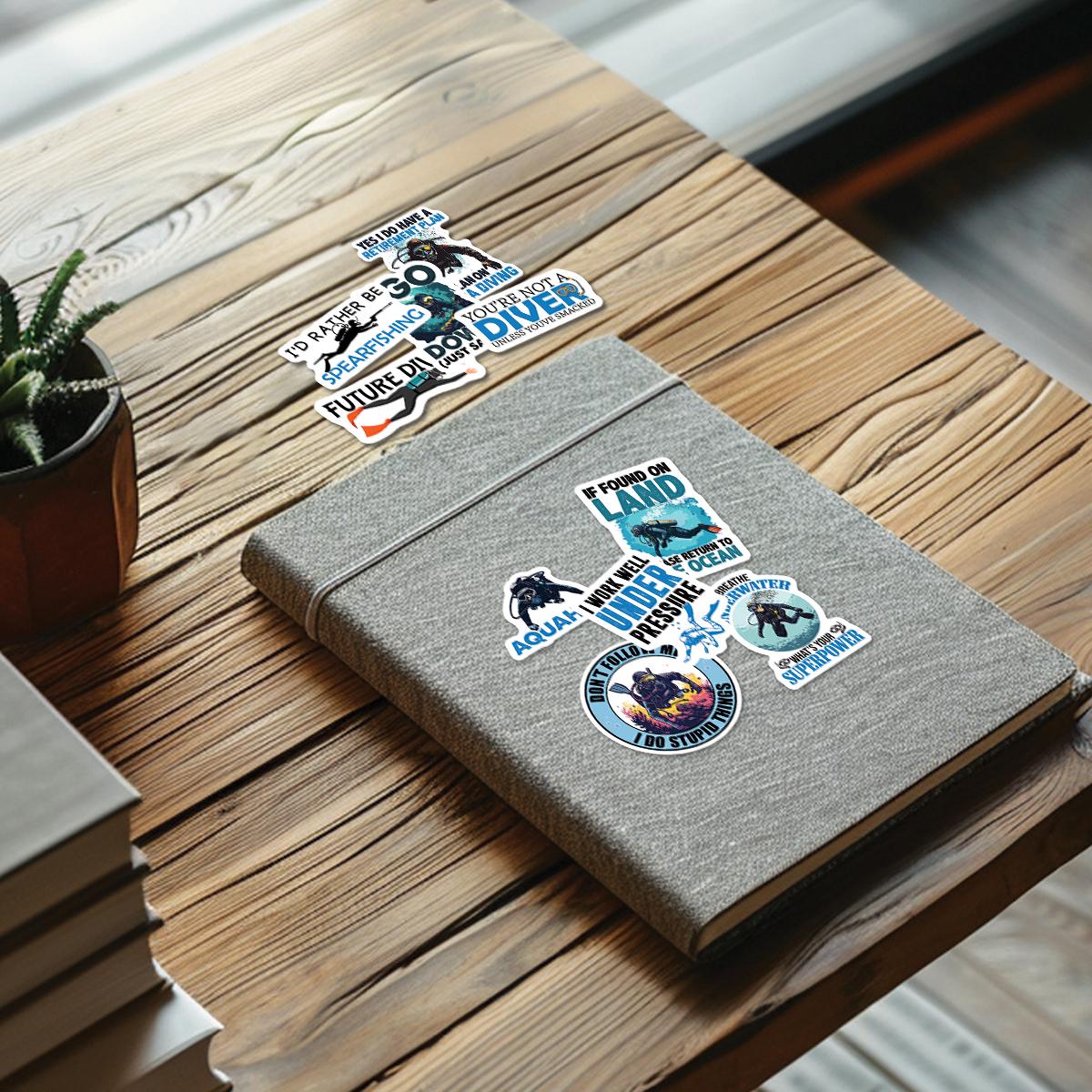 10pcs Scuba Diving Stickers Pack, Ocean Diving Sticker, Underwater ...