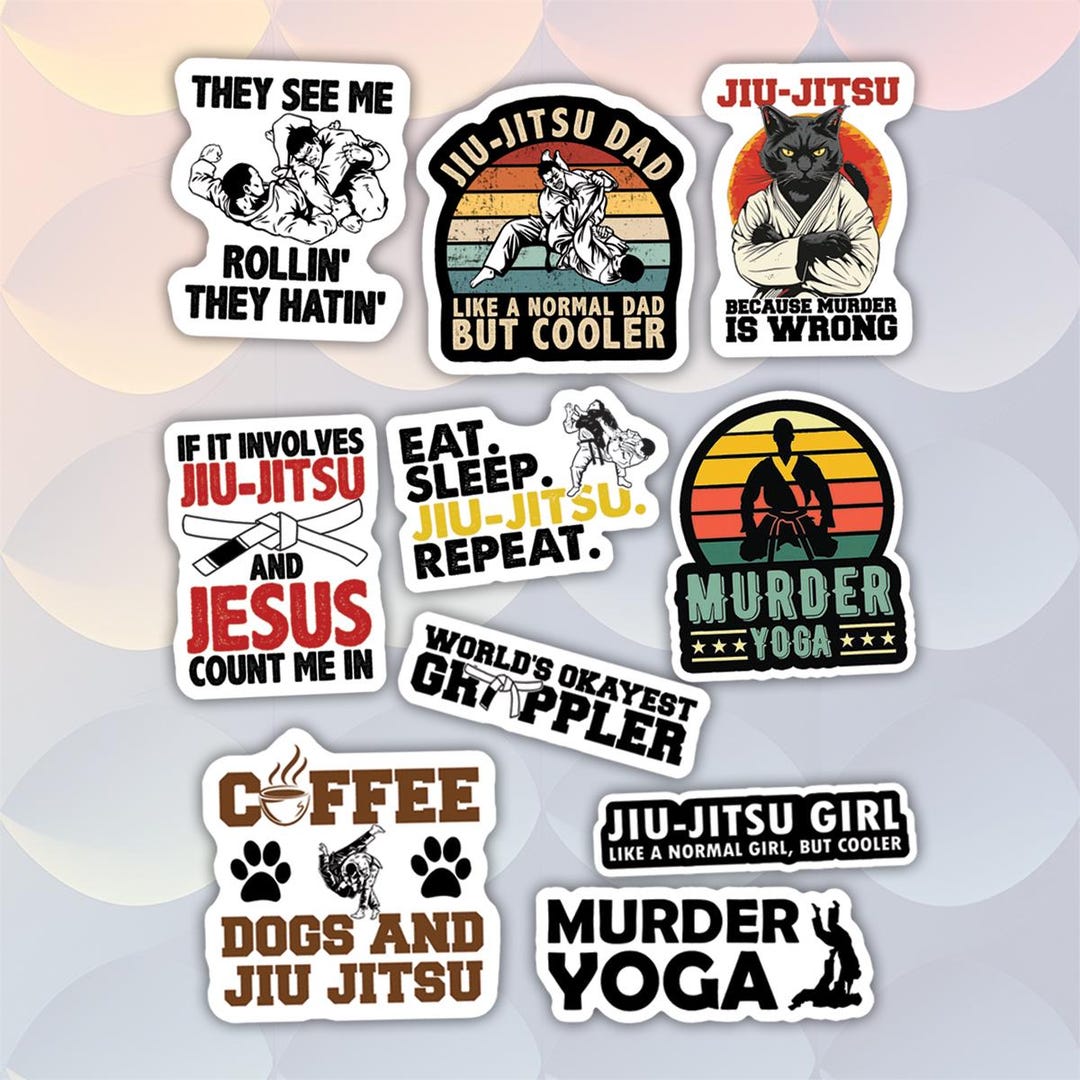 10pcs Jiu Jitsu Stickers Pack, Jiu Jitsu Power, Jiu Jitsu Warrior Decal ...