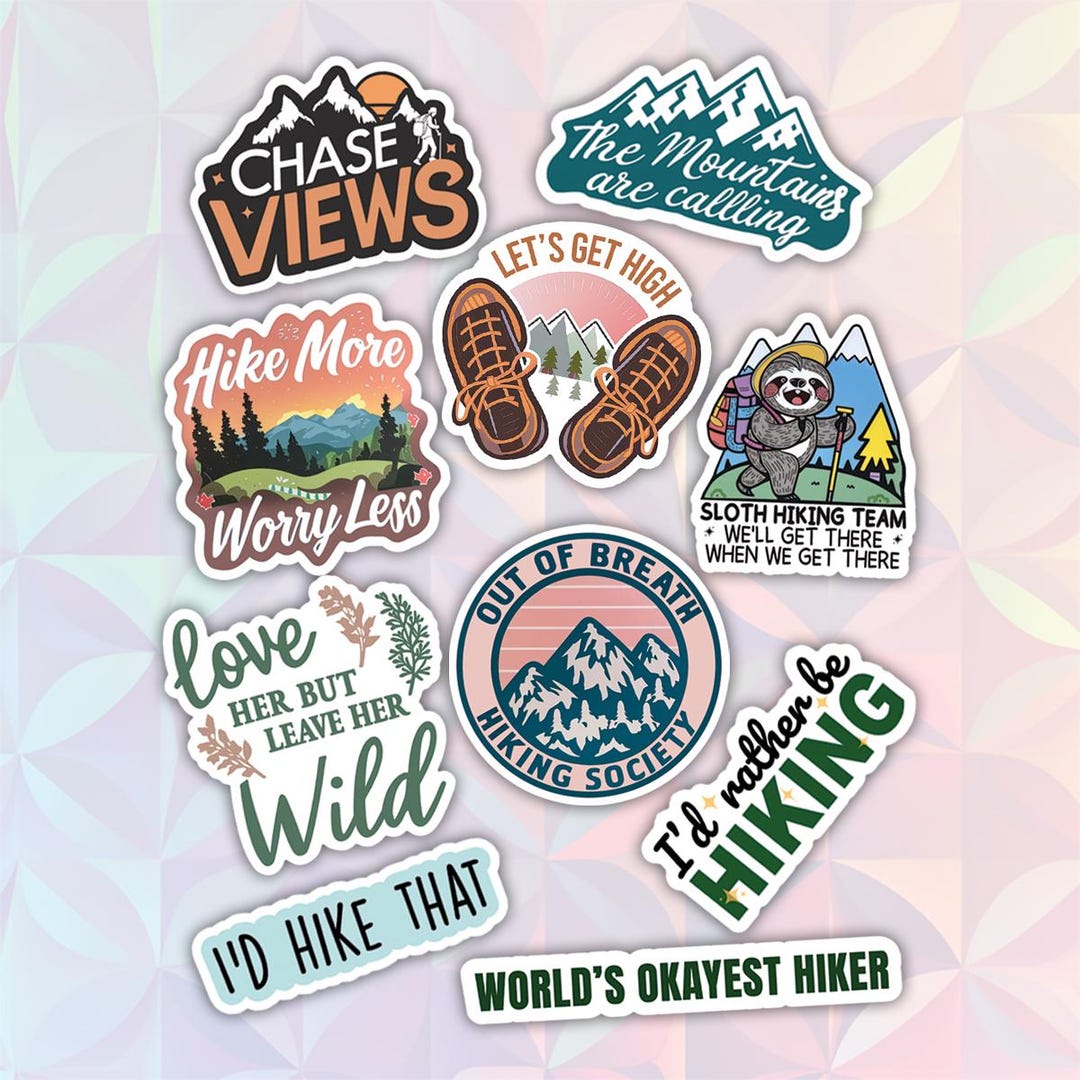 10pcs Hiking Stickers Pack, Hiking Travel Stickers, Mountain Adventure ...
