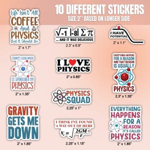 10pcs Physics Stickers Pack, Physics Squad Sticker, Physics Lover Decal ...