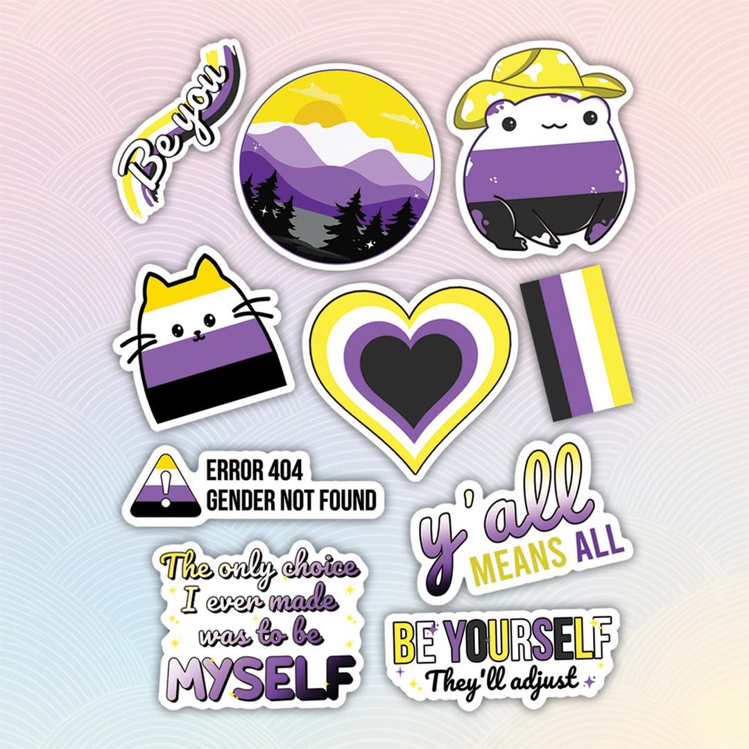 10pcs Nonbinary Stickers Pack, LGBTQ+ Pride Stickers, LGBT Non-binary ...