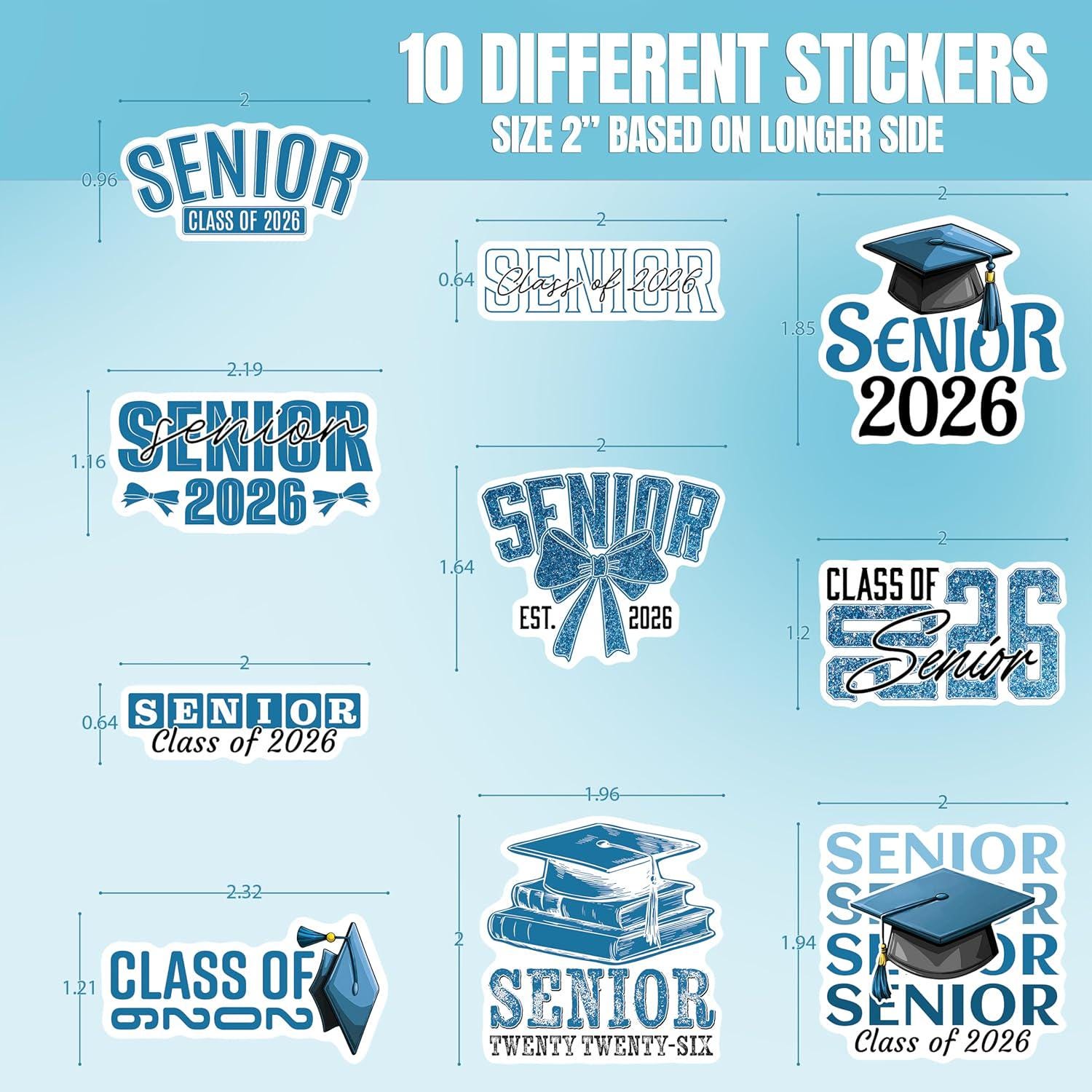 10pcs Senior 2026 Sticker Sheet – Class of 2026, High School Graduation ...