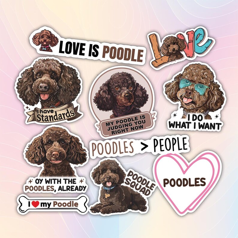 10pcs Funny Poodle Stickers Pack, Cute Poodle Stickers Pack, Gifts for ...