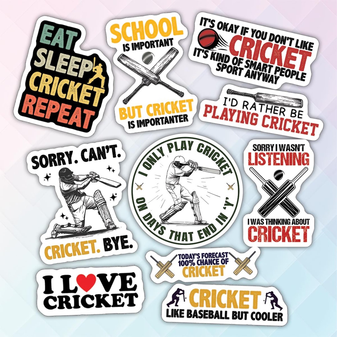 10pcs Cricket Stickers Pack, Cricket Ball Stickers, Cricket Bat Stickers, Cricket Fans, Cricket ...