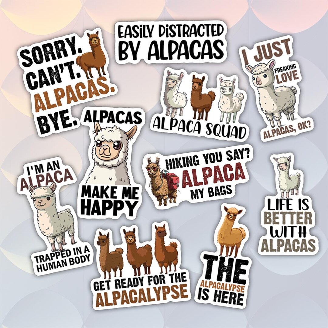 10pcs Alpaca Stickers Pack, Cute Alpaca Stickers, Kawaii Alpaca ...
