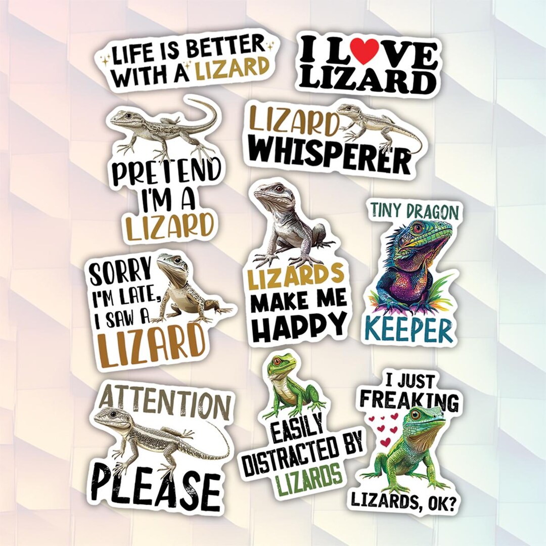 10pcs Lizard Sticker Pack – Colorful Lizard, Cute Gecko, Kawaii Lizard ...