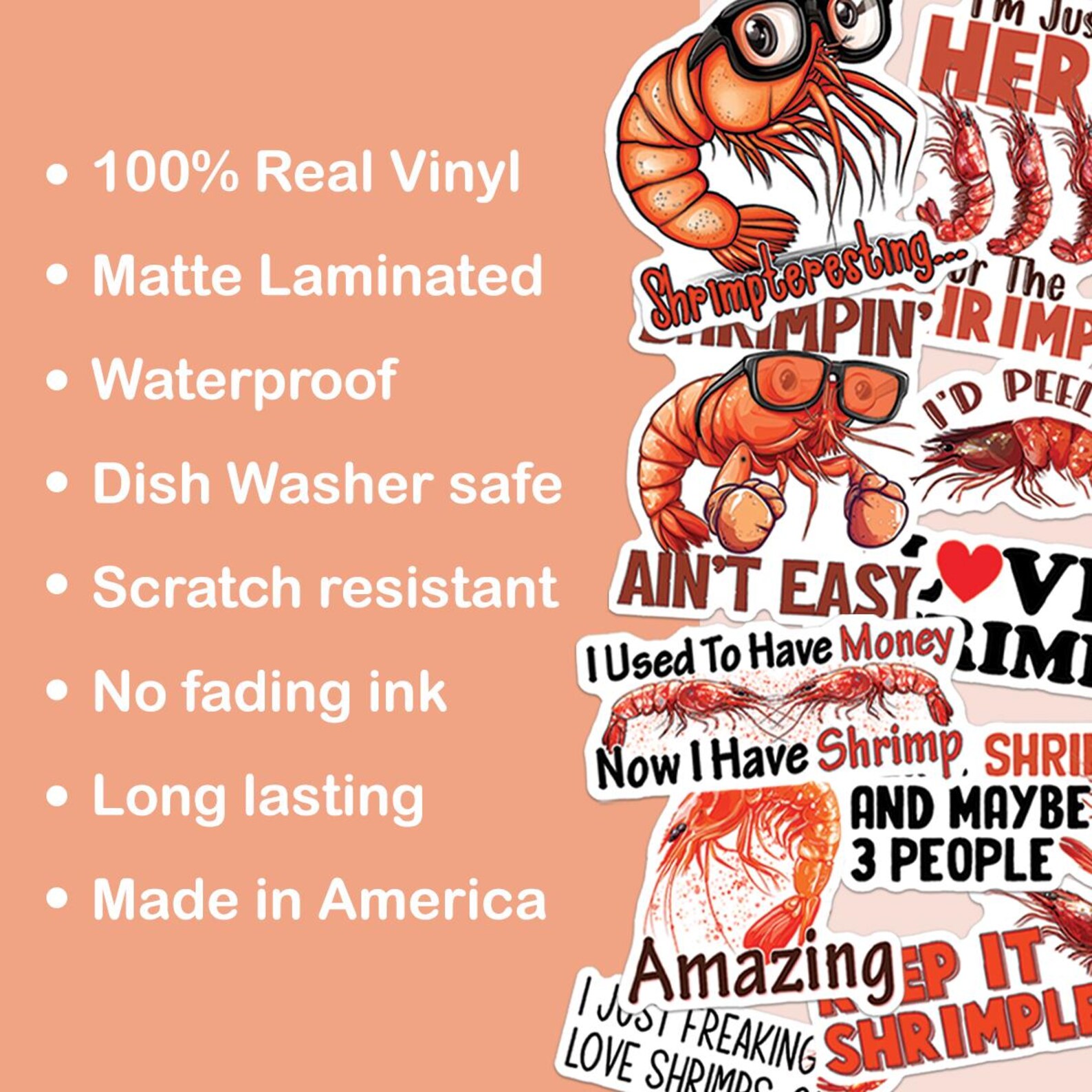 10pcs Shrimp Lover Sticker Pack – Cute Shrimp Sticker, Crustacean ...