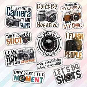 10pcs Photography Sticker Pack – Captured Moments, Freeze Time, Lens ...