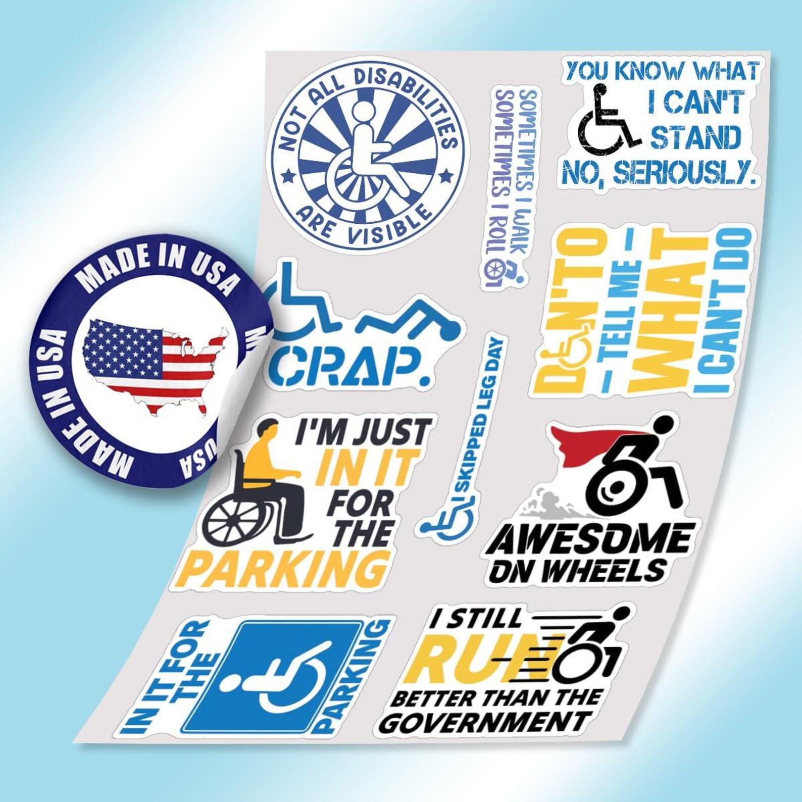 10pcs Wheelchair Stickers Pack, Motivational Wheelchair, Disabilities ...