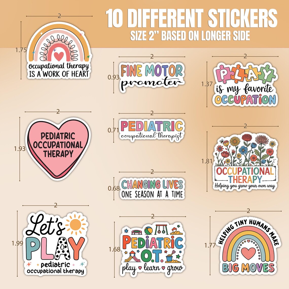 10pcs Pediatric Occupational Therapy Sticker Pack – Inspiring Kids ...