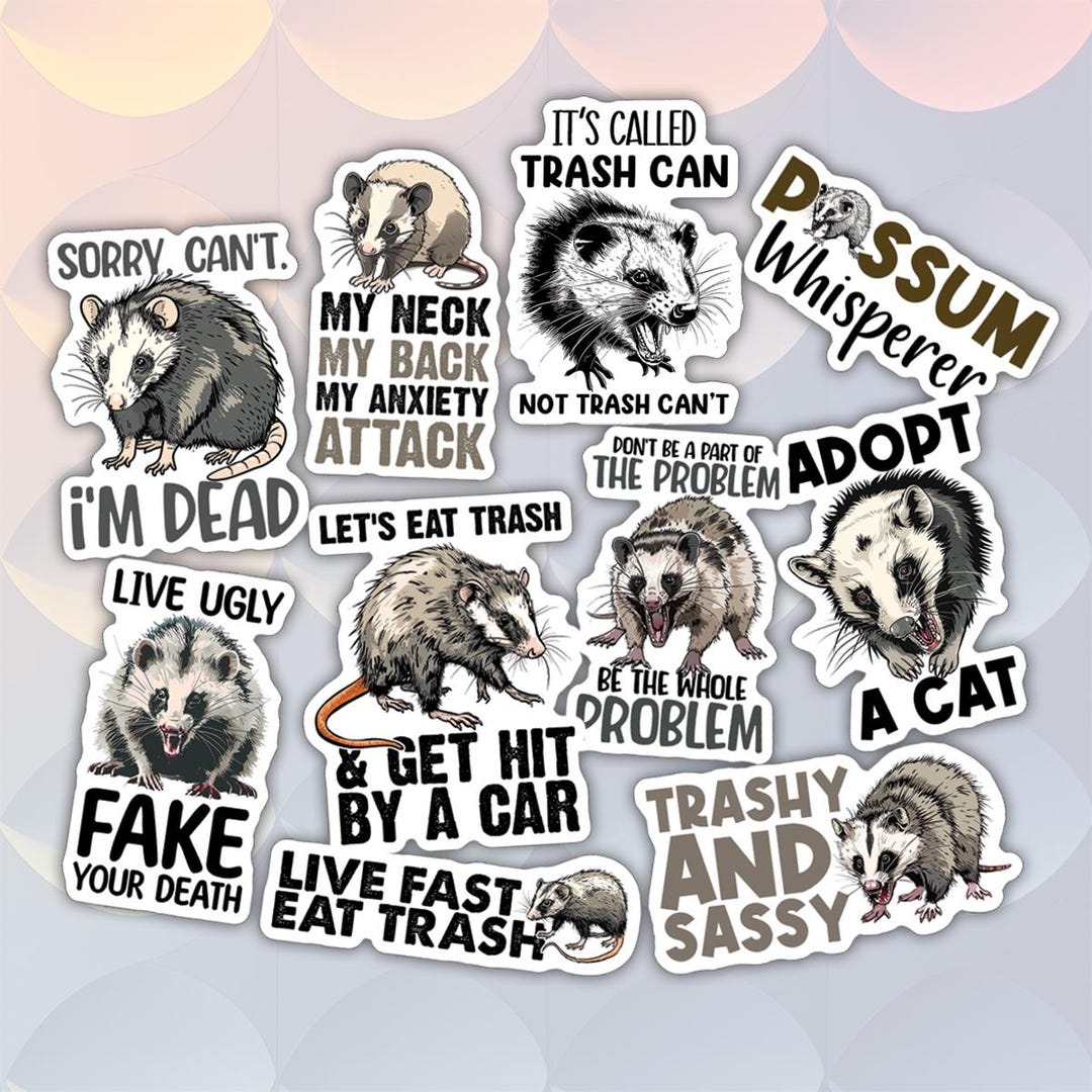 10pcs Possum Stickers Pack, Opossum Sticker, Cute Possum Decal, Opossum ...