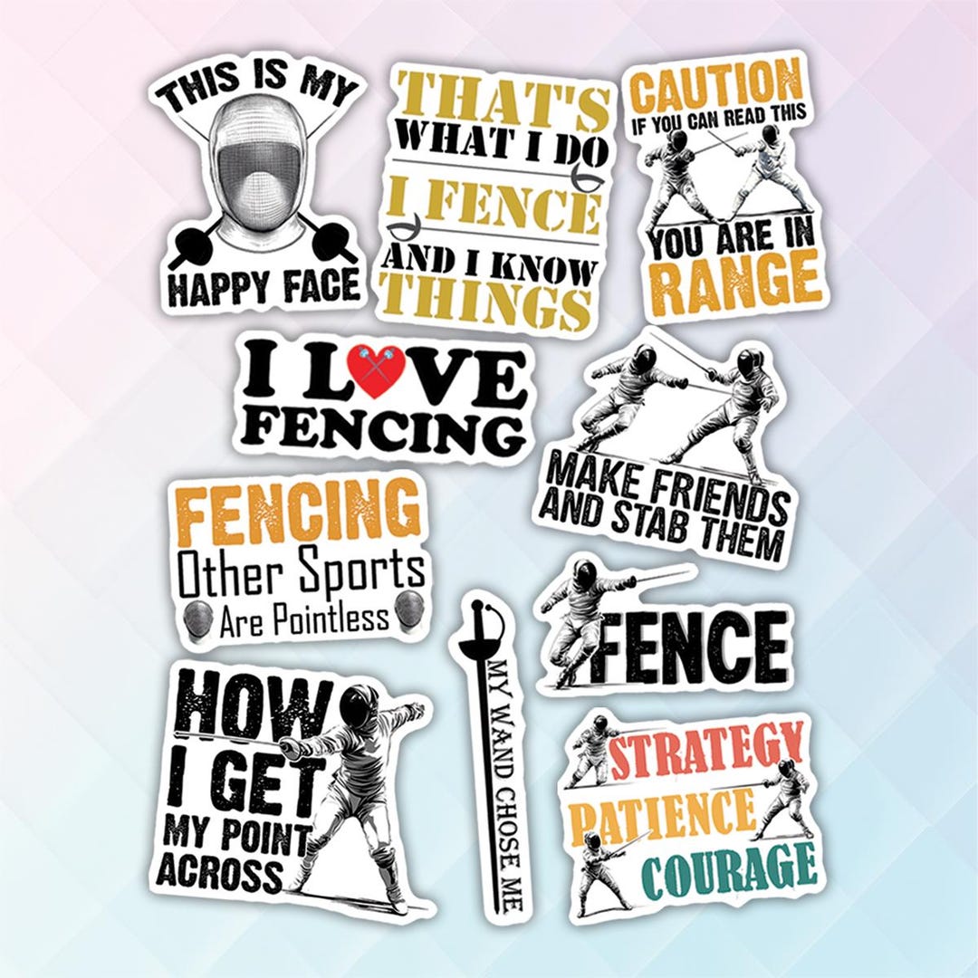 10pcs Fencing Sticker Pack, Fencing Team Decal, Fencing Coach Gift ...