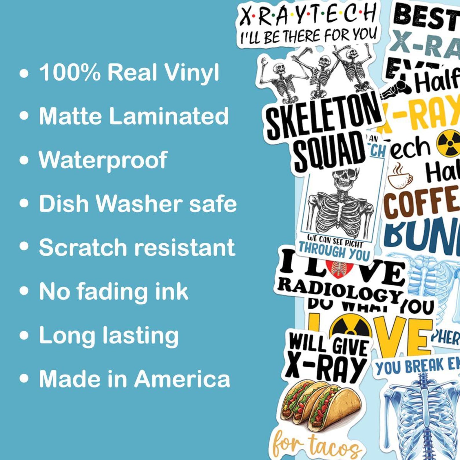 10pcs Radiology Stickers Pack, X-ray Tech Decals, Radiology Tech Decal ...