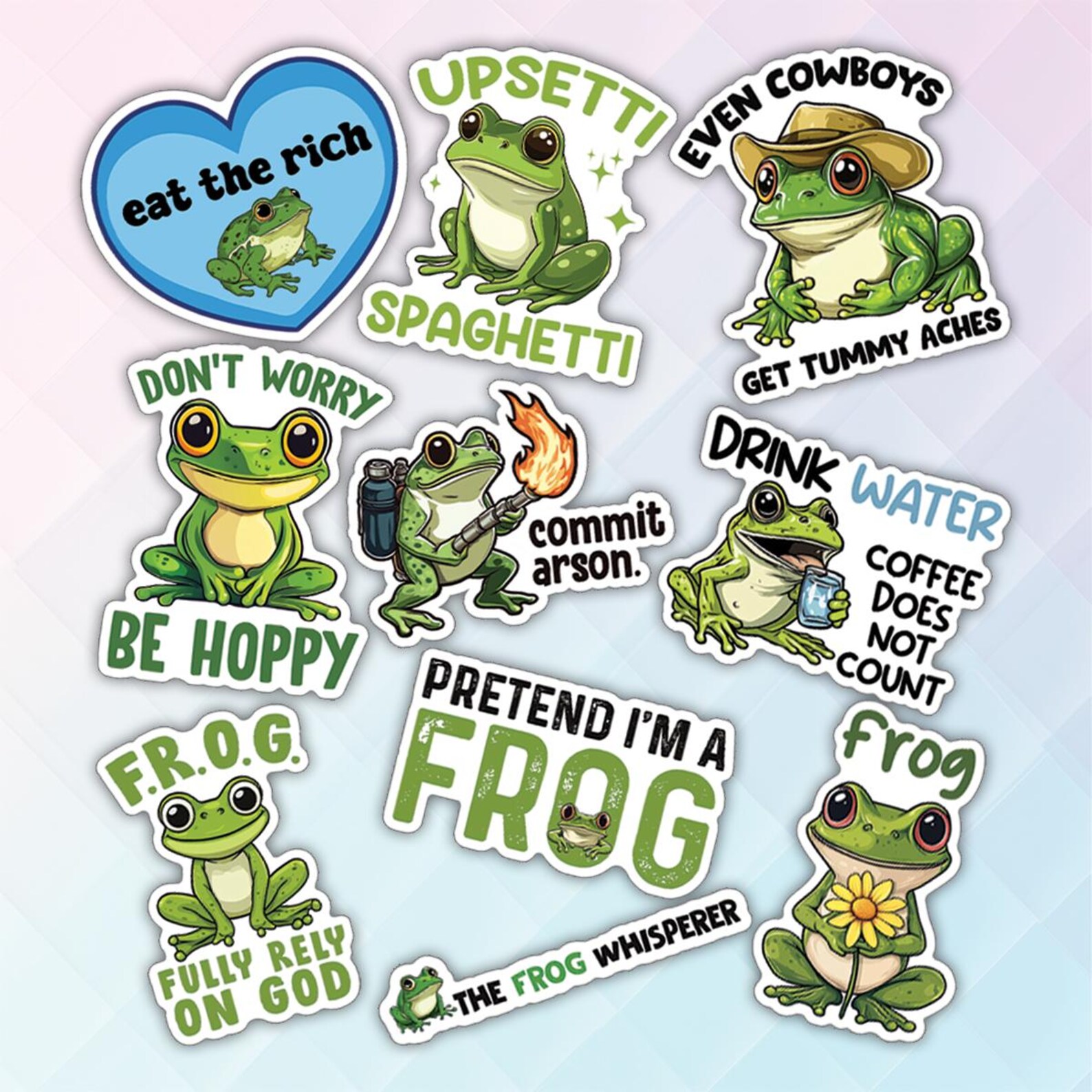 10pcs Frog Stickers Pack, Frog Whisperer, Whimsical Cottagecore Frog ...
