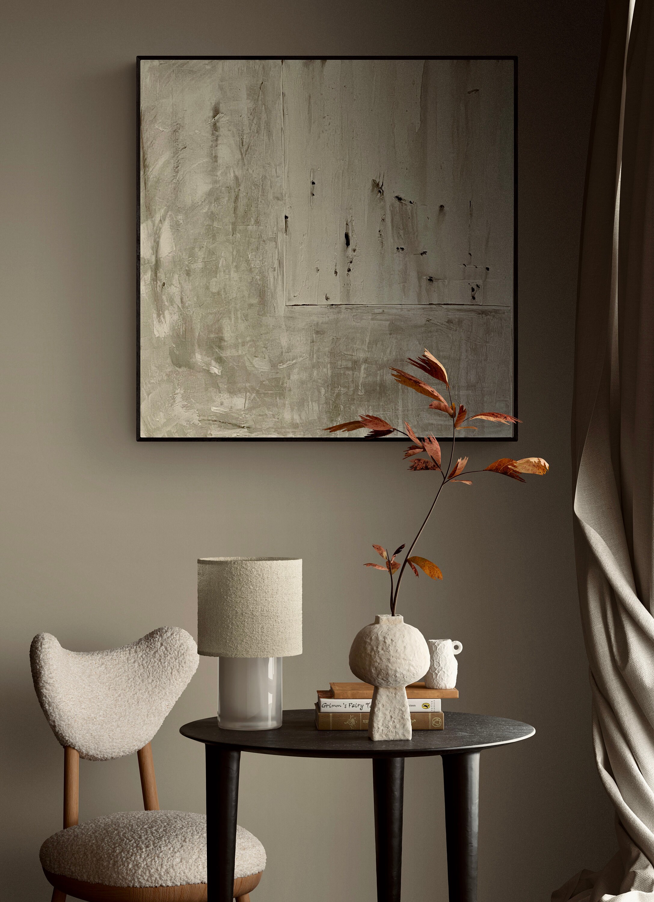 Minimalist Beige Abstract Painting: Original Cotton Canvas Wall Art - Etsy